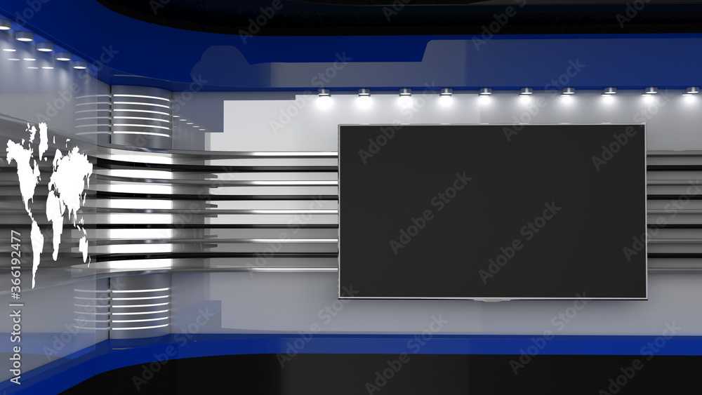 Tv Studio. Backdrop for TV shows. TV on wall. News studio. The perfect ...