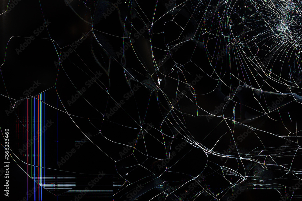 digital glitch, crystal leaks, color streaks and cracks on broken lcd ...