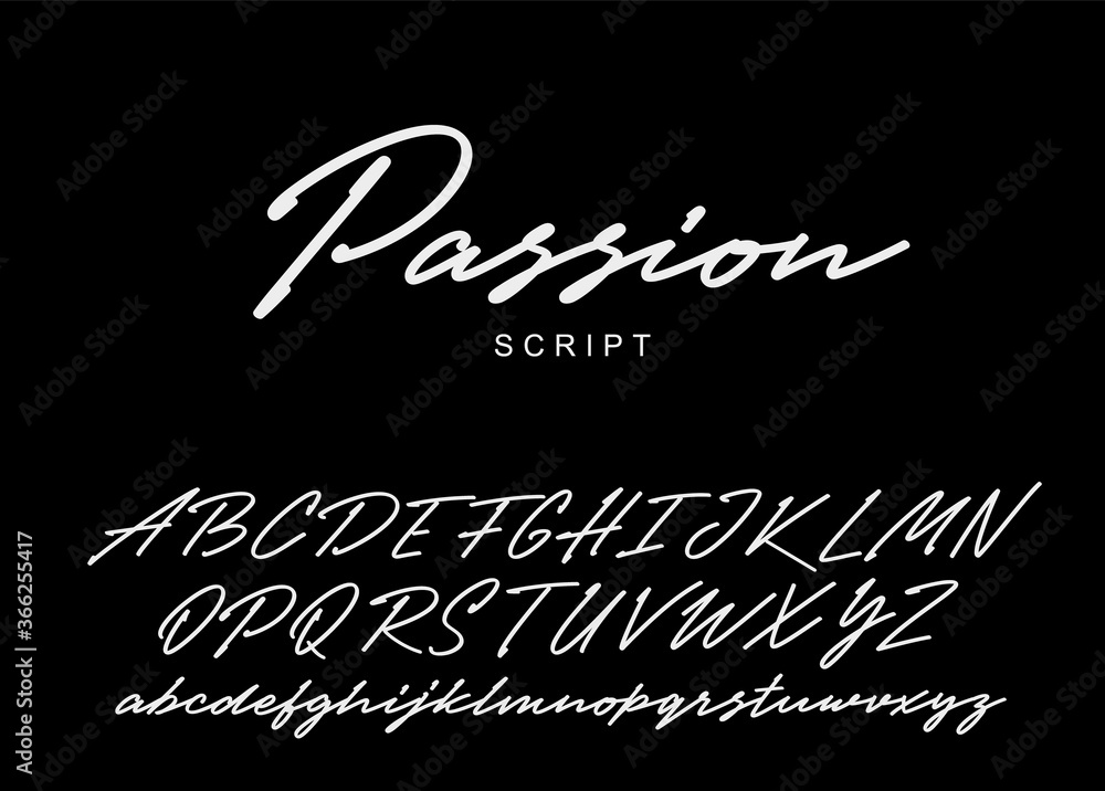 Passion script design. Vector alphabet. Stock Vector | Adobe Stock
