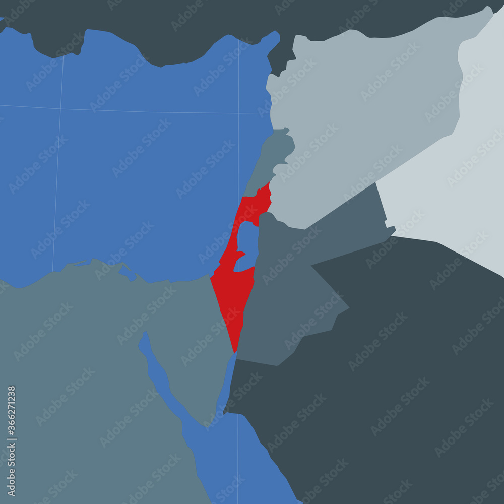 Shape of the Israel in context of neighbour countries. Country ...