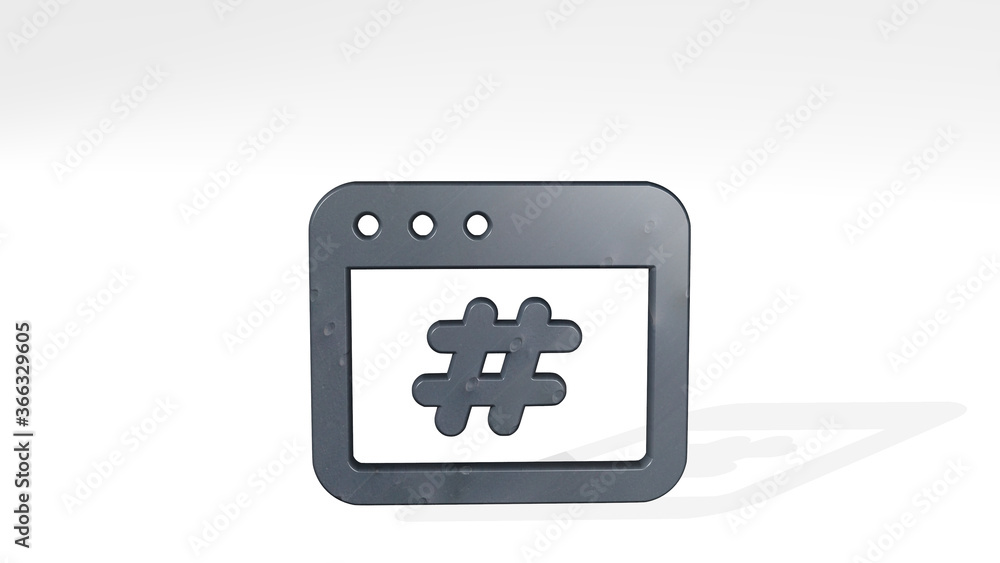 programming language hash casting shadow with two lights. 3D ...