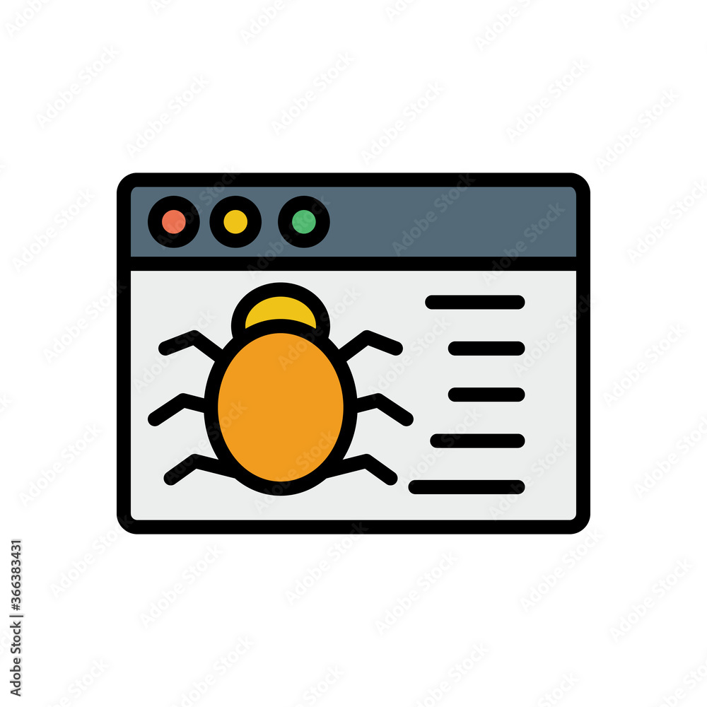 Browser, web site, virus, insect icon. Simple color with outline vector ...