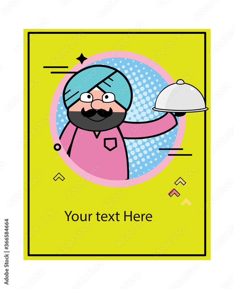 Cartoon Cute Sardar on Poster with text Stock Vector | Adobe Stock