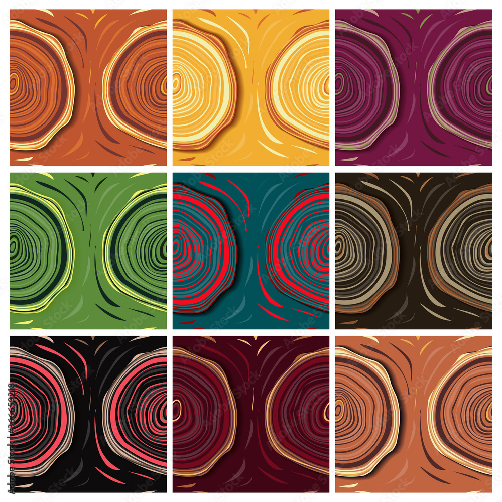 Abstract tree cross section seamless pattern with modern colour ...