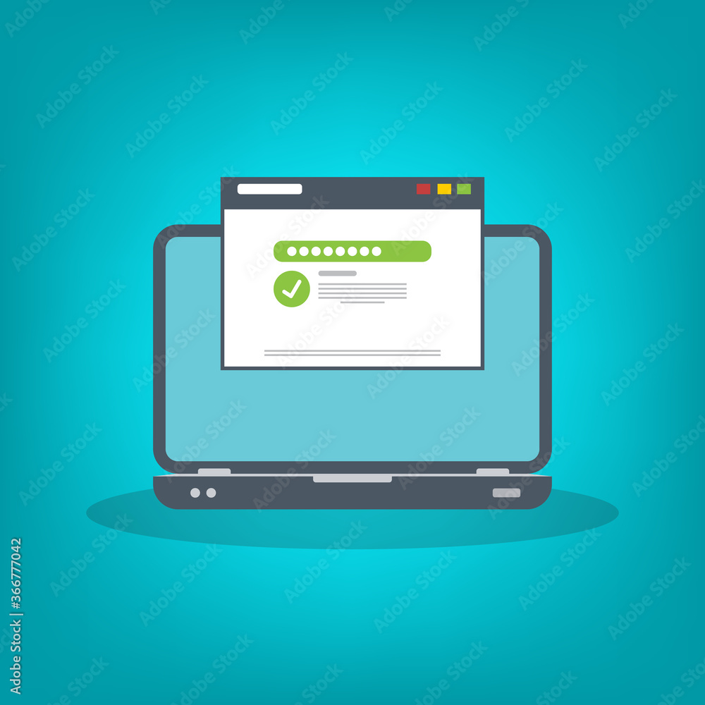 Successful web browser Login page on Laptop Screen with password form ...