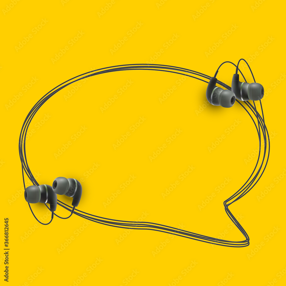 Innovative music quotation template in headphones quotes isolated on ...