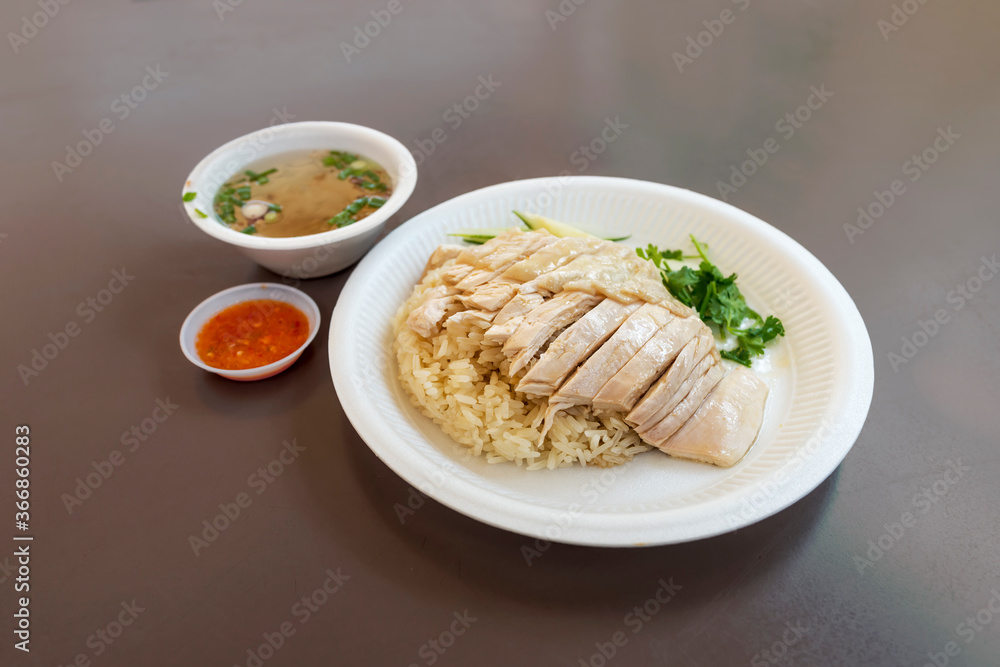 Hainanese chicken rice singapore hawker food Stock Photo | Adobe Stock