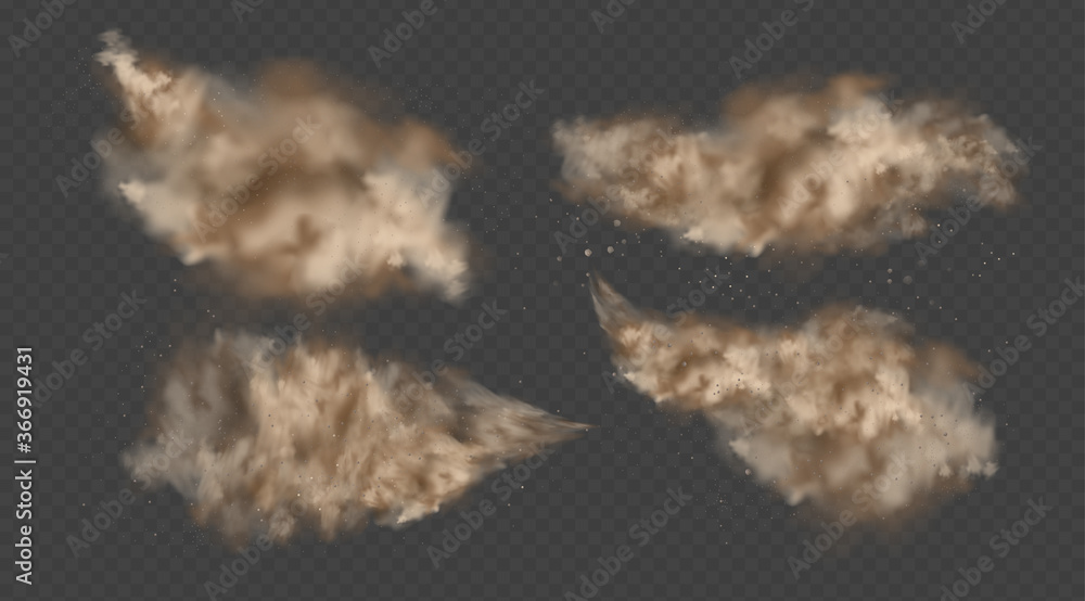 Dust explosion, sandstorm, powder burs on transparent background ...