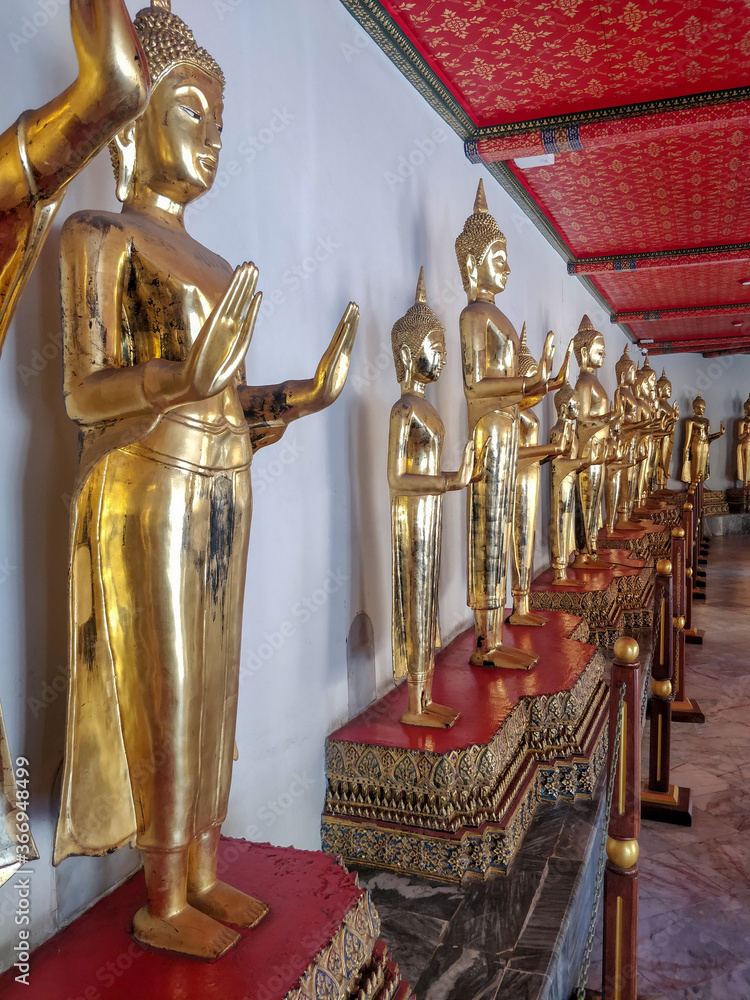 Bangkok, Thailand - January 1st 2020: Gallery of Lord Buddha Gold ...