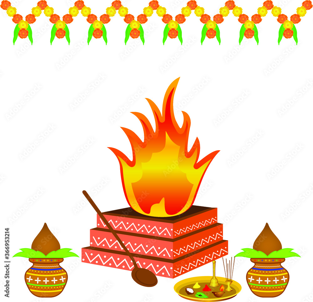 Image vectorielle Stock Indian priest Panditji performing havan pooja ...