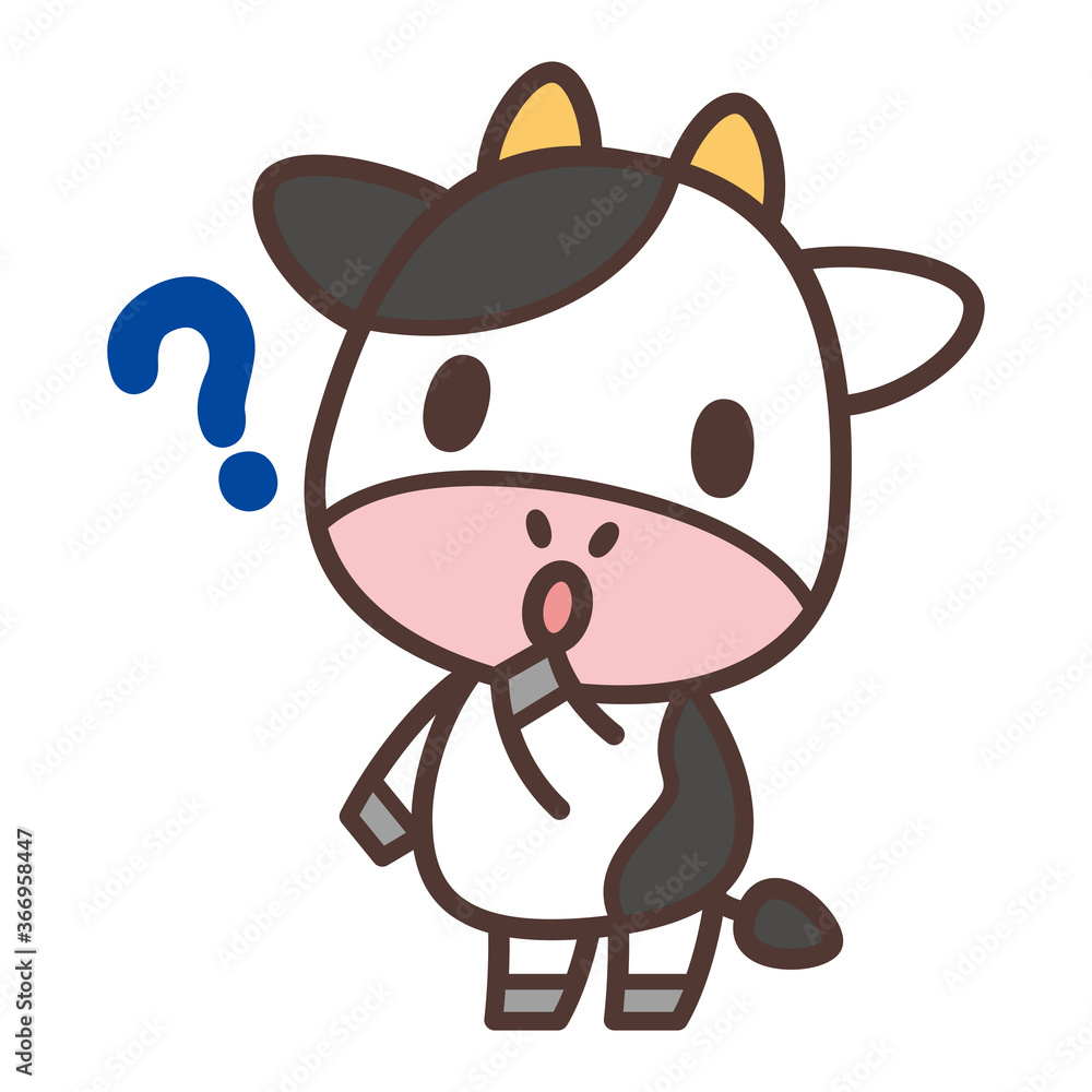 funny cow cartoon-Cow character and question mark Stock Vector | Adobe ...