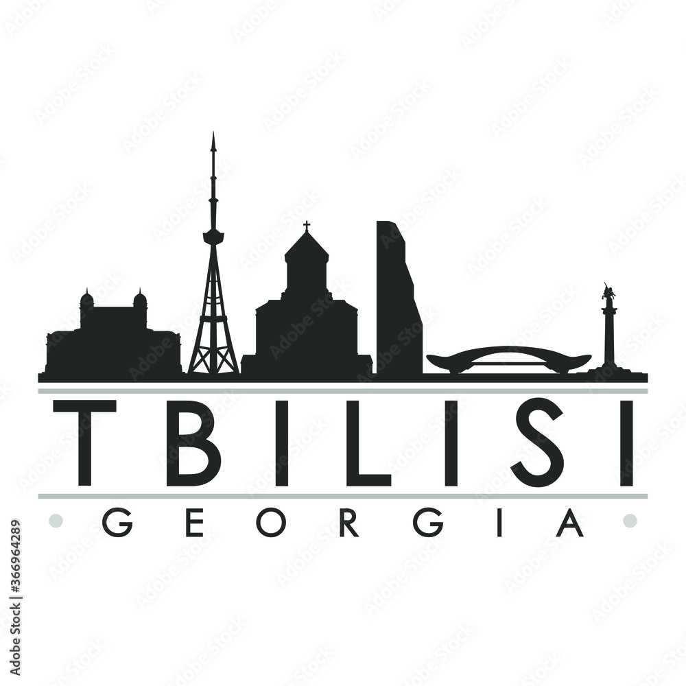Tbilisi Skyline Silhouette Design City Vector Art Famous Buildings ...