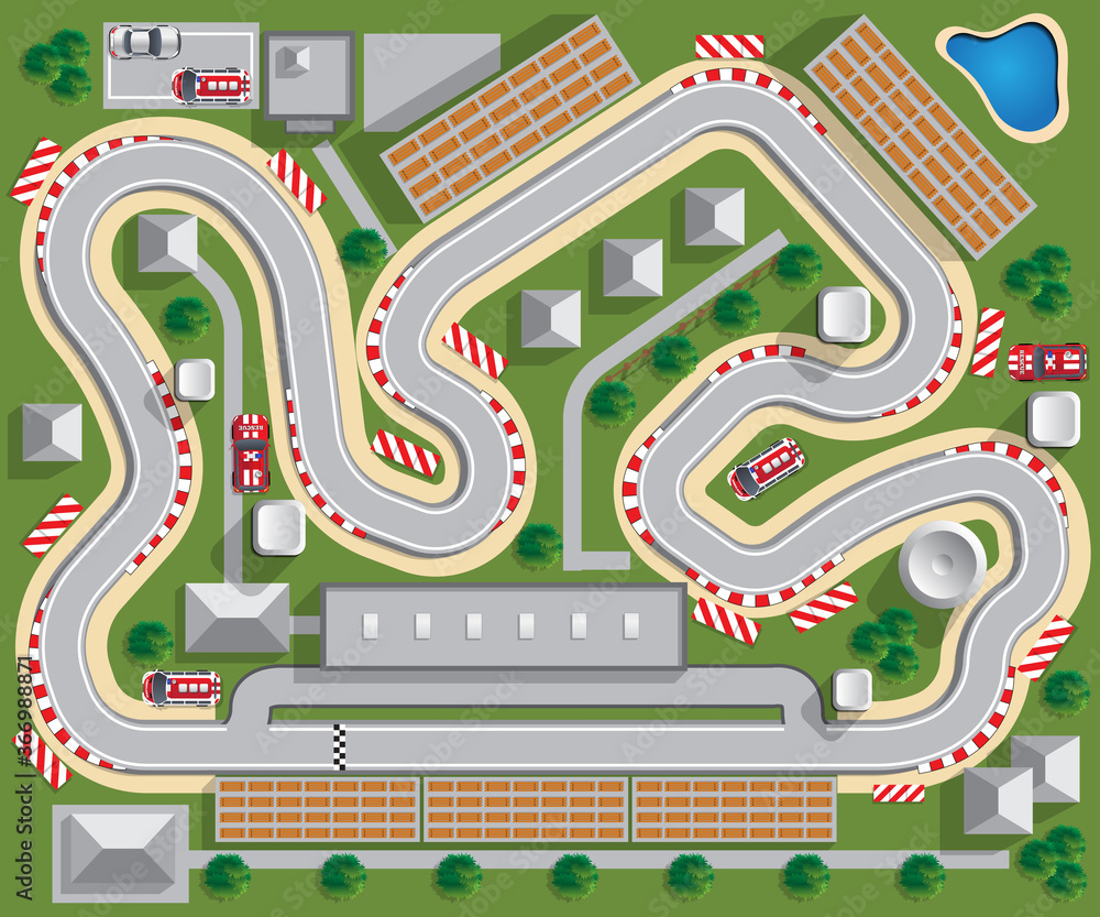 Race track. View from above. Vector illustration. Stock Vector | Adobe ...