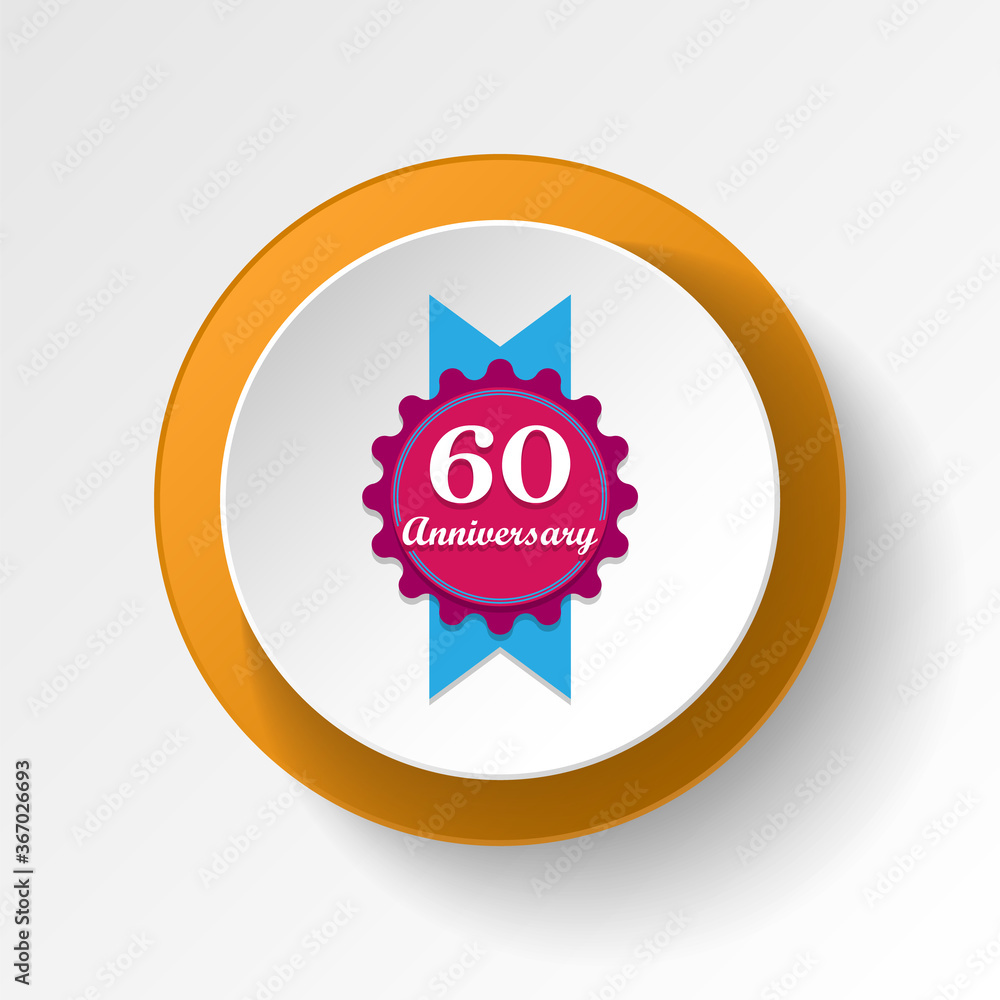 Anniversary, 60 years multicolored icon button. Can be used for web ...