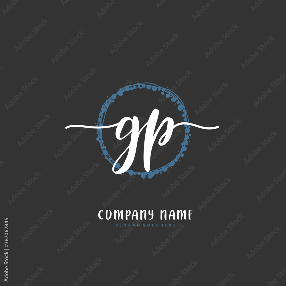 G P GP Initial handwriting and signature logo design with circle. Beautiful design handwritten ...