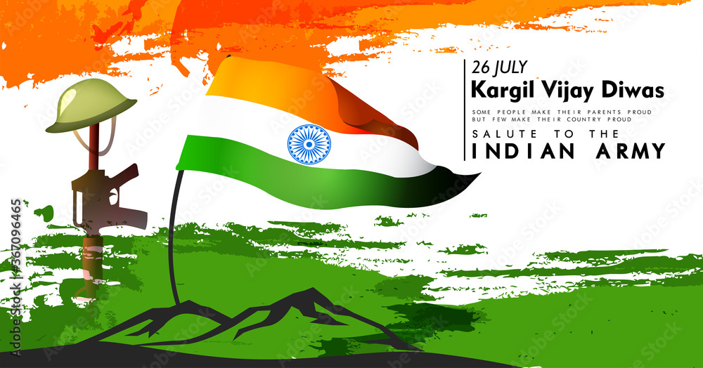 Kargil Vijay Diwas, banner or poster. Vector illustration of Poster for salute indian army, amar ...