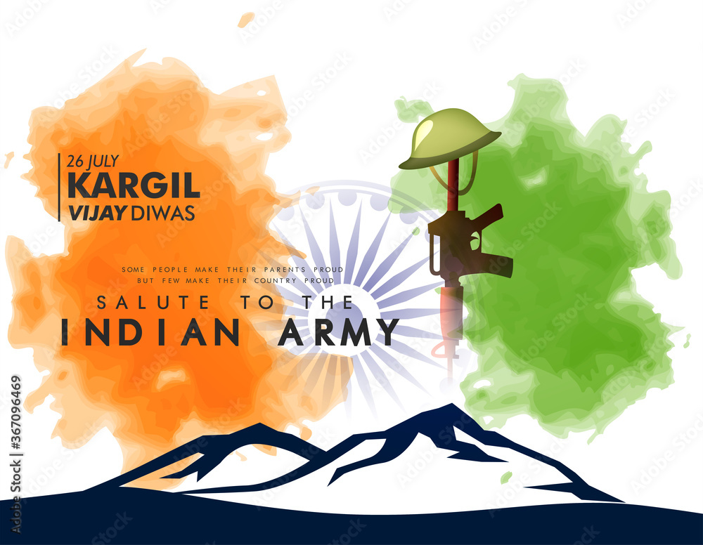 Kargil Vijay Diwas, banner or poster. Vector illustration of Poster for salute indian army, amar ...