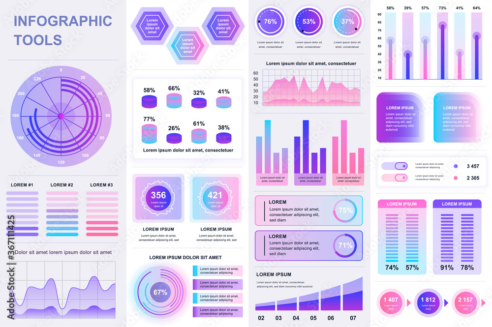Vector de Stock Bundle infographic UI, UX, KIT elements. Different ...