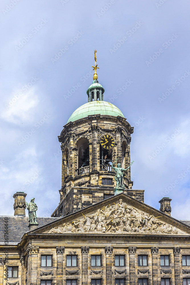 Architectural fragments of Royal Palace building (Koninklijk Paleis) at ...