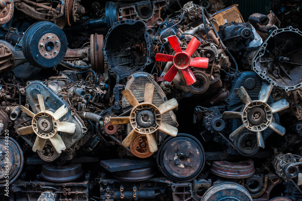 full frame background texture of used car part at tarad noi(the Vintage ...