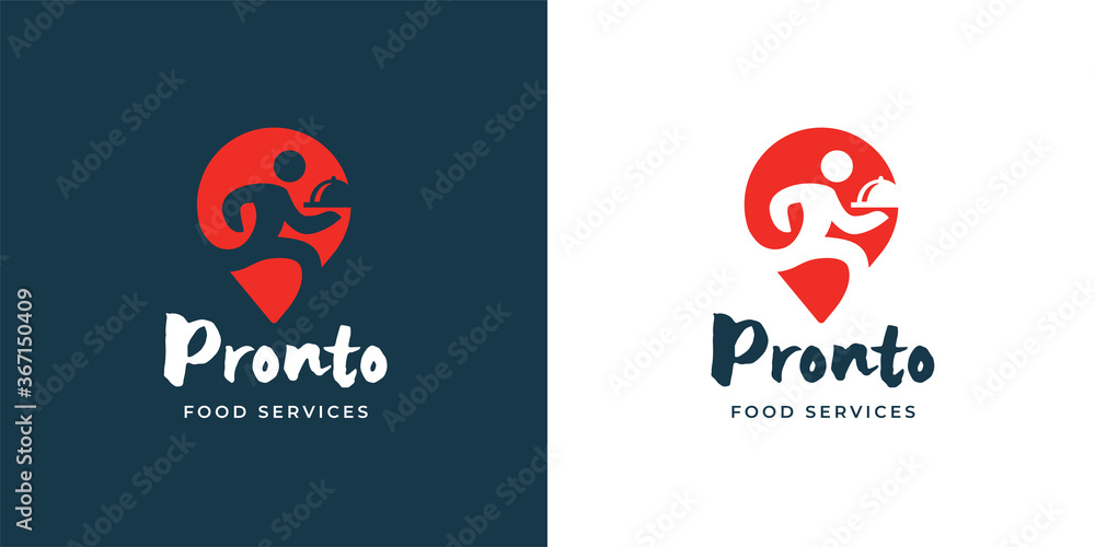 Local food delivery logo template design. Man running with meal dish ...