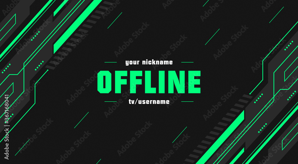 Offline twitch modern hud screen banner 16:9 for stream. Offline black ...