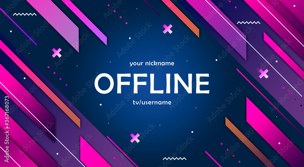 Offline twitch hud screen banner 16:9 for stream. Offline blue ...