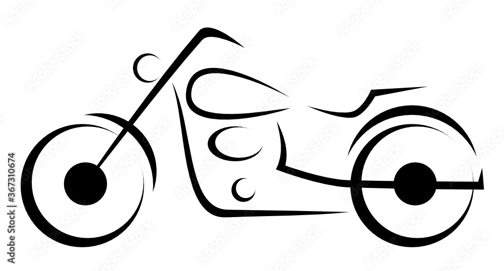 Vector illustration of a chopper motorcycle with a dynamic black ...