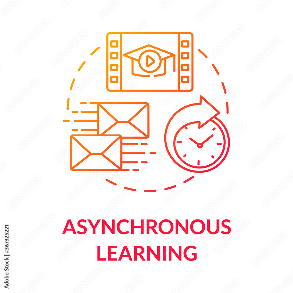 Asynchronous learning concept icon. E learning. Blended and hybrid ...