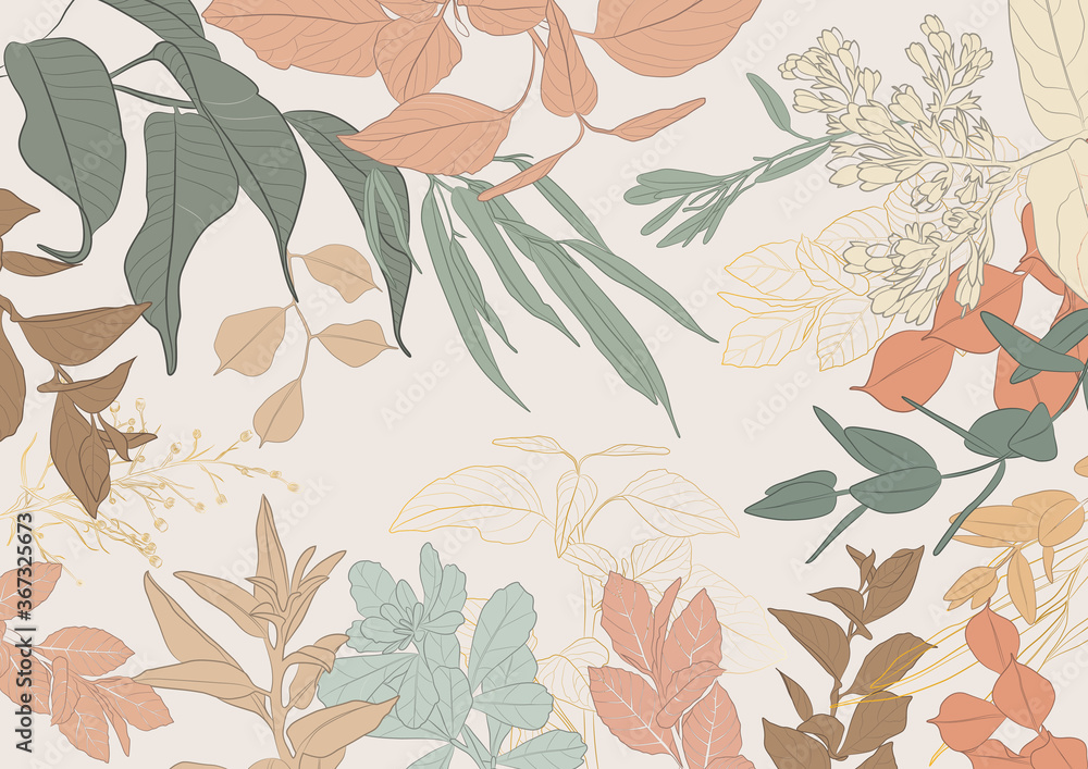 Botanical garden. Vector collection of hand drawn plant elements Stock ...