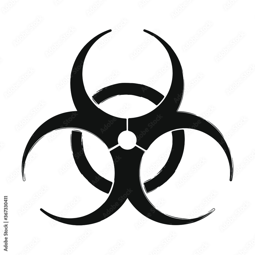 Biohazard warning sign. Toxic medical waste caution symbol. Poison bio ...