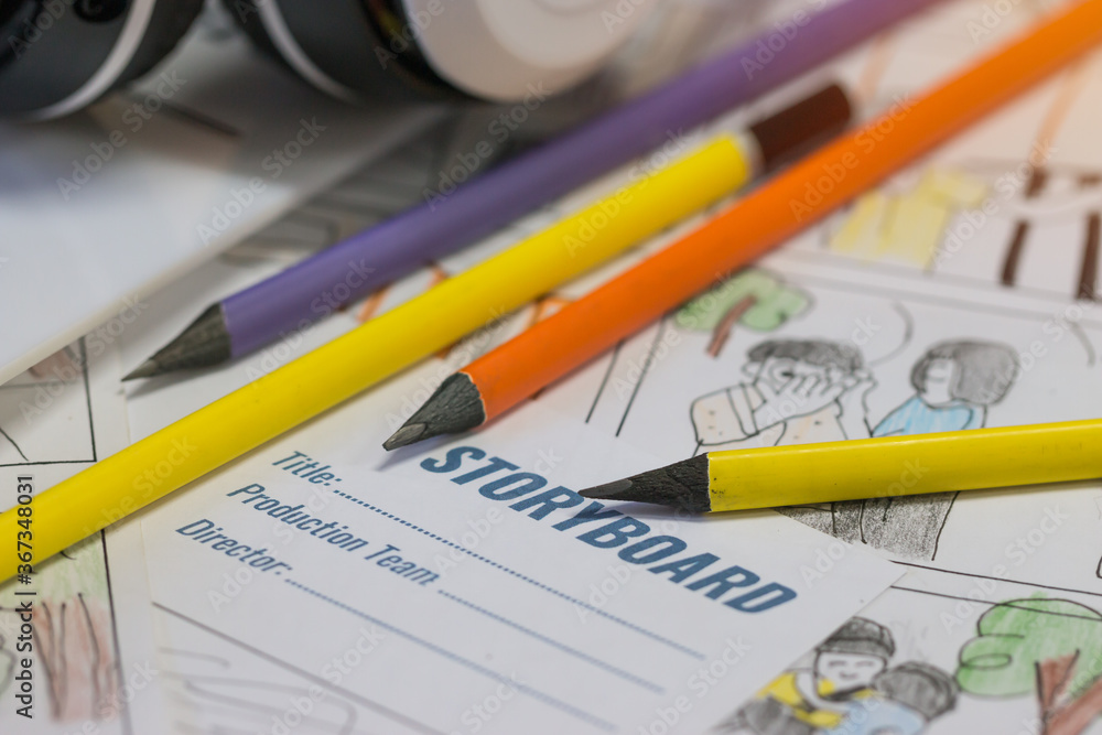 Storyboard Video for Pre-production on film movie concept, Color pencil ...