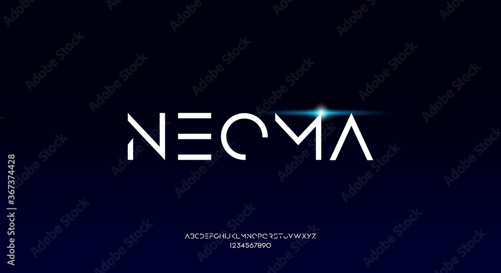 Neoma, an abstract geometric technology science alphabet font. digital ...