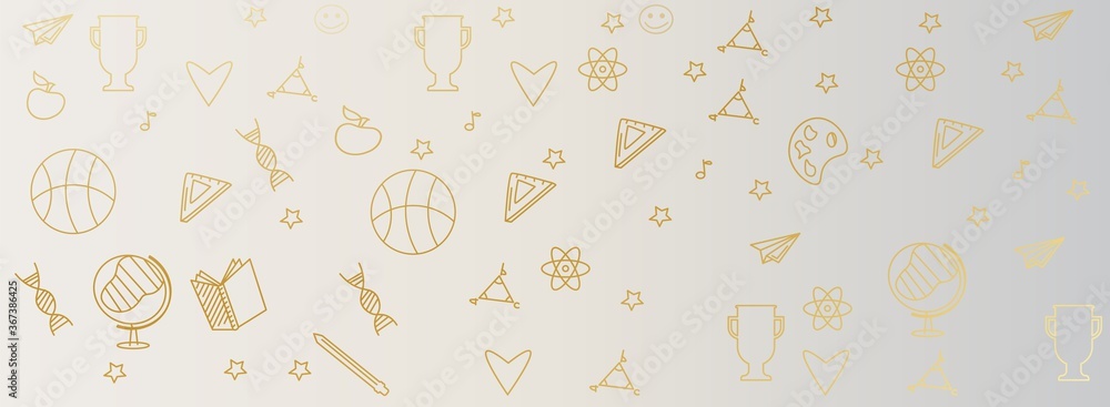 Gray Background With Educational Icons Of School Supplies, Vector Stock ...