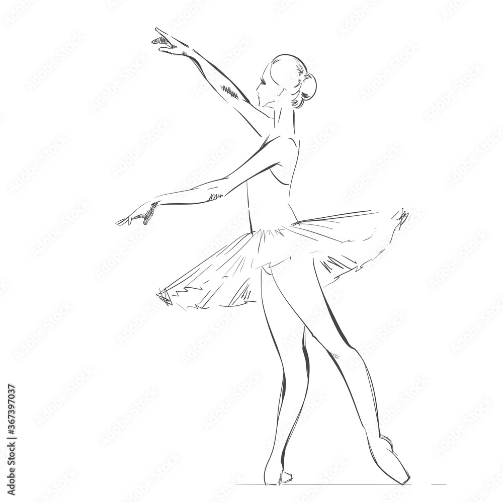 Stock-Vektorgrafik „A Young Ballerina. Freehand Drawing of a Ballet ... Stock-Vektorgrafik „A Young Ballerina. Freehand Drawing of a Ballet ...
