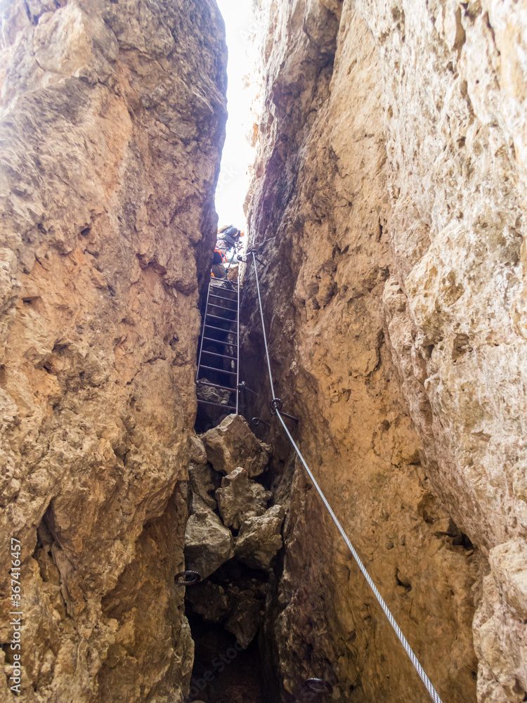 Rotwand and Masare via ferrata in the rose garden in the Dolomites ...