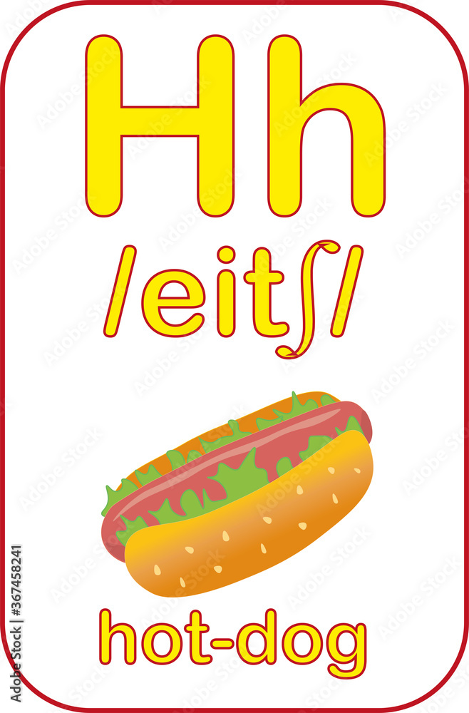 Letter H. Alphabet tutorial cards collection. Vector illustration ...