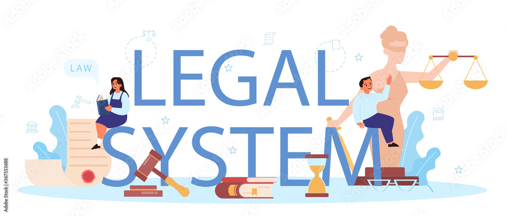 Law system class typographic header. Punishment and judgement Stock ...