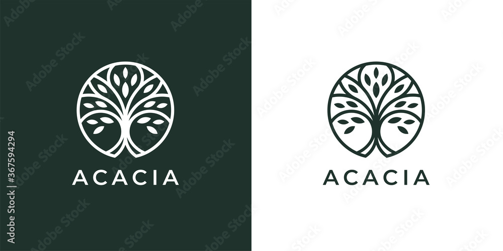 Circle tree logo icon template design. Abstract round garden plant ...