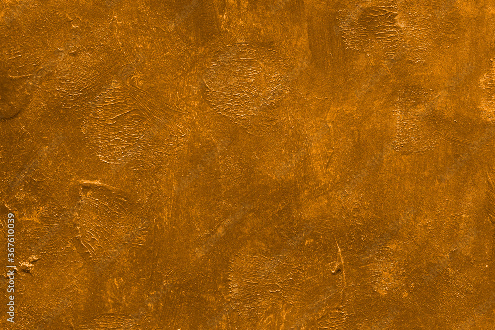 Gold gradient acrylic texture with paint brush leaks on the white ...