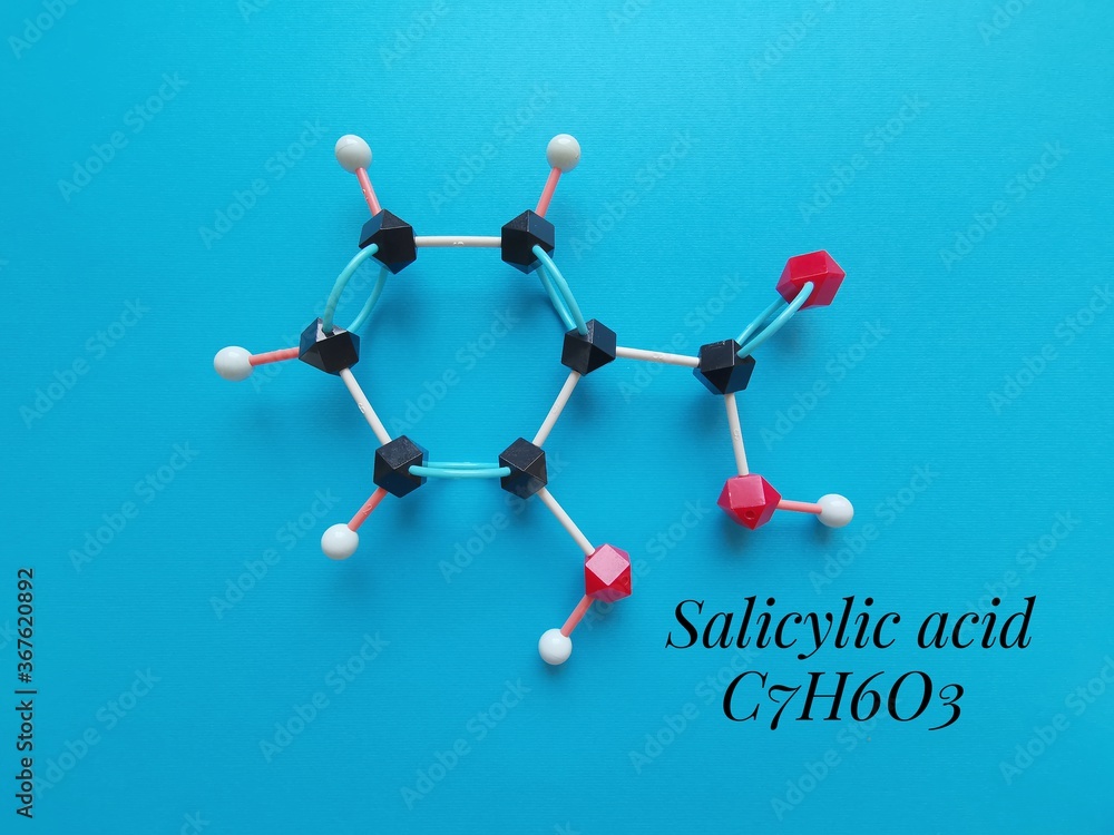 Molecular structure model and chemical formula of salicylic acid ...