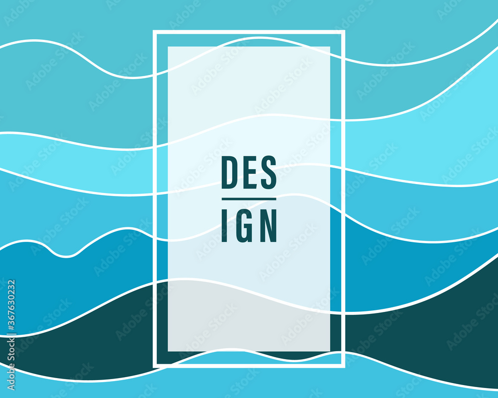 Vector de Stock Abstract blue background with vector image of sea waves ...