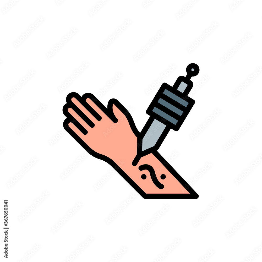 Hand, tattoo icon. Simple color with outline vector elements of ...
