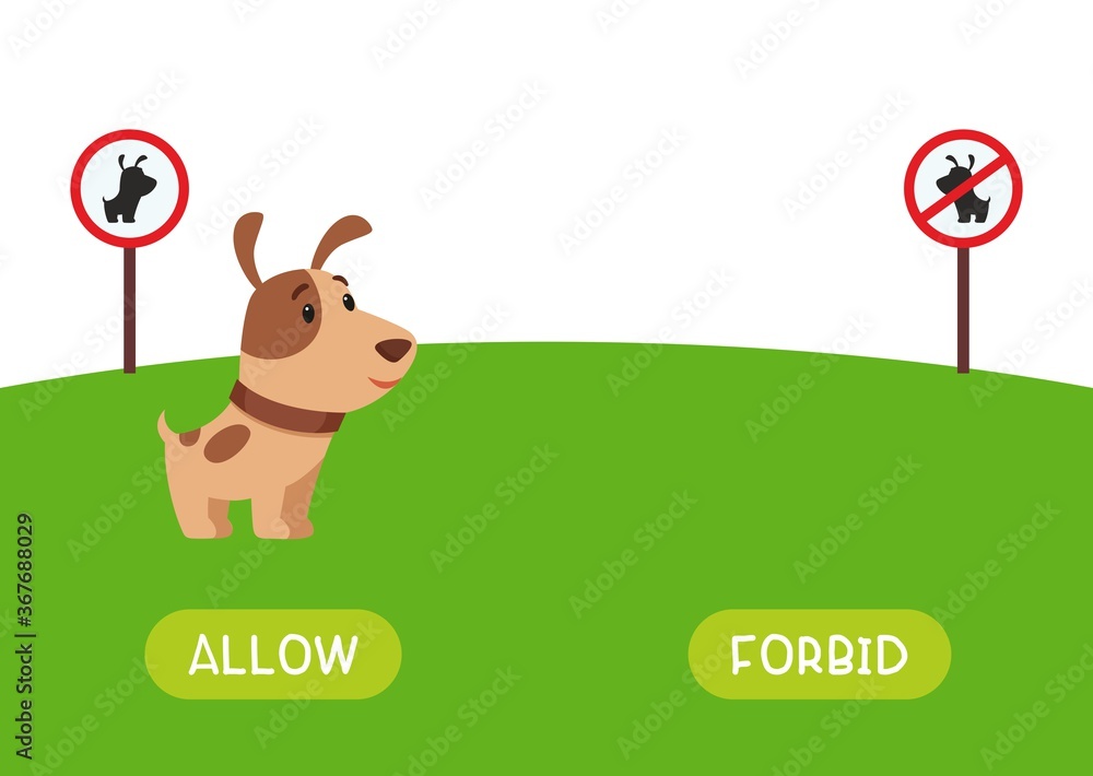 Стоковое векторное изображение «Allow and forbid antonyms word card ...