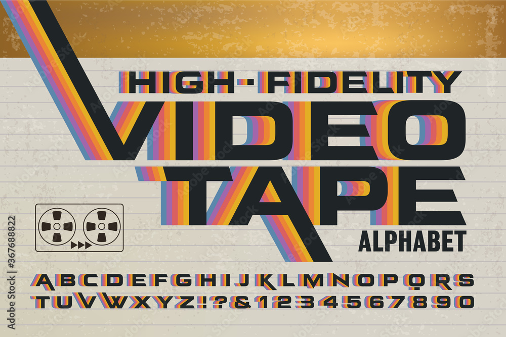 A Retro Alphabet with 1980s Style Rainbow Effects. High-Fidelity ...