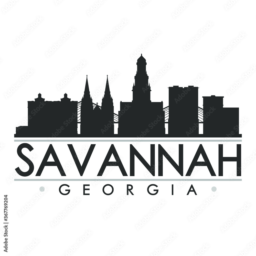 Savannah Georgia Skyline Silhouette City. Cityscape Design Vector ...