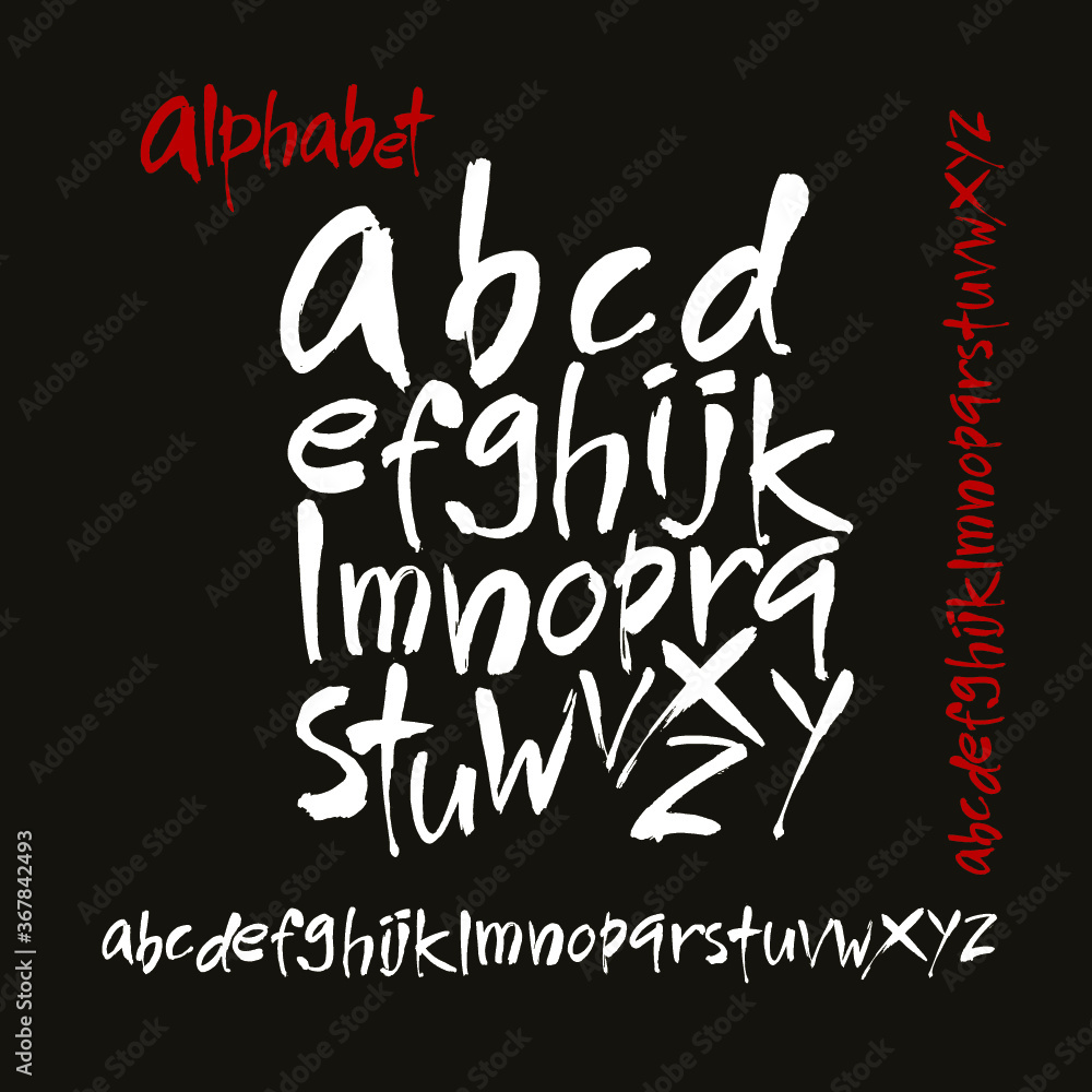 Vector Acrylic Brush Style Hand Drawn Alphabet Font. Calligraphy ...