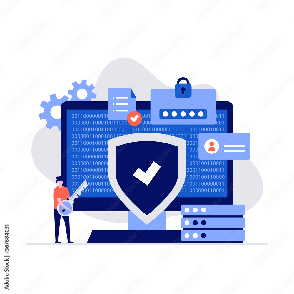 Cyber security vector illustration concept with characters. Modern flat ...