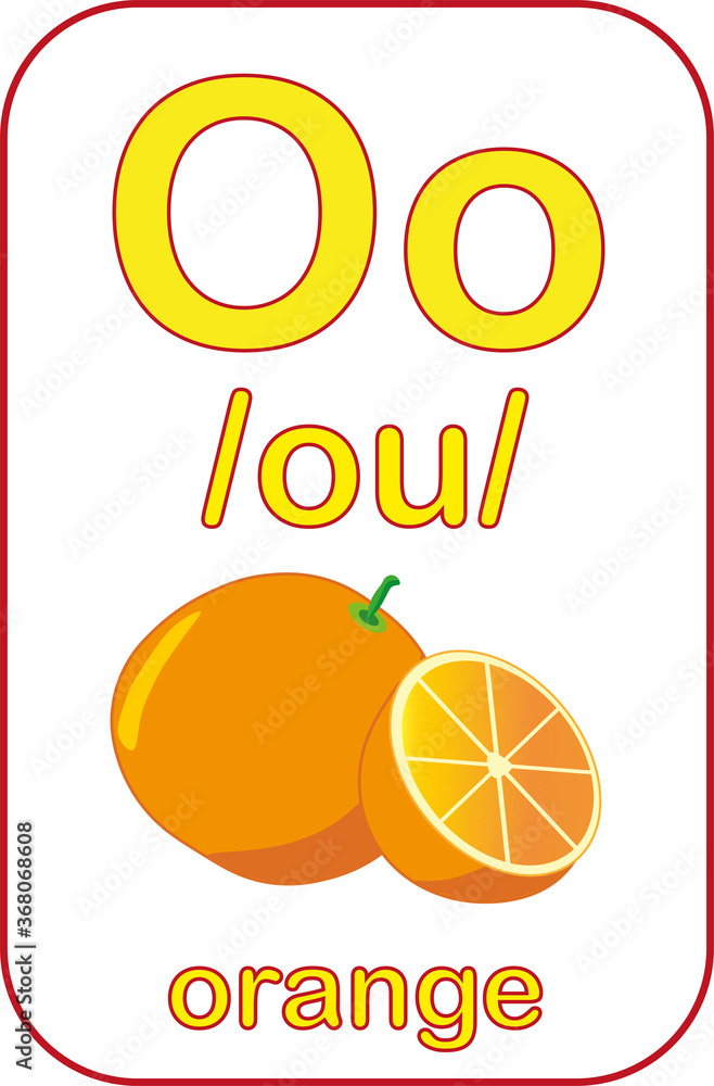 Letter O. Alphabet tutorial cards collection. Vector illustration ...