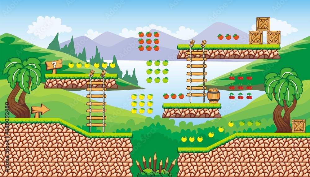 Vector de Stock Tileset Platform for creating Game - A set of layered ...